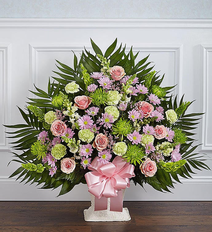 Heartfelt Tribute™ Floor Basket- Pastel | 1800Flowers.com - 148749