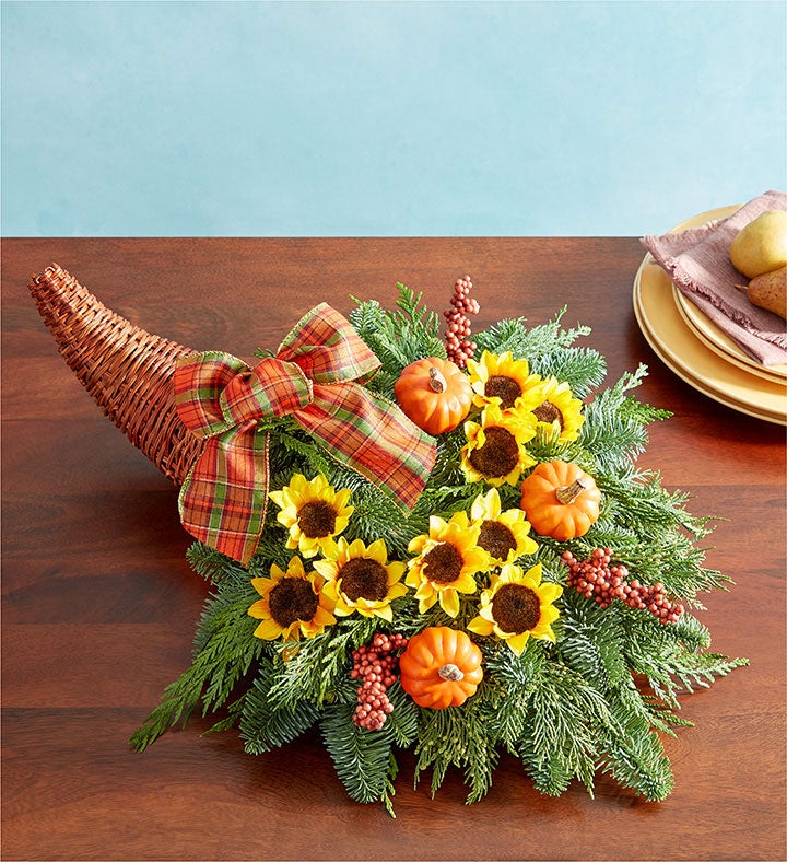 Sunflower Harvest Cornucopia | 1800flowers.com