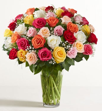 Send Colorful Rainbow Roses | Multi-Colored Roses | 1800Flowers.com