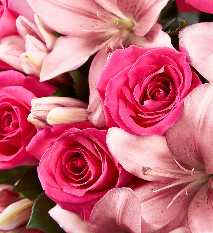 Deluxe Pink Rose & Lily Bouquet | 1800Flowers.com - 161808