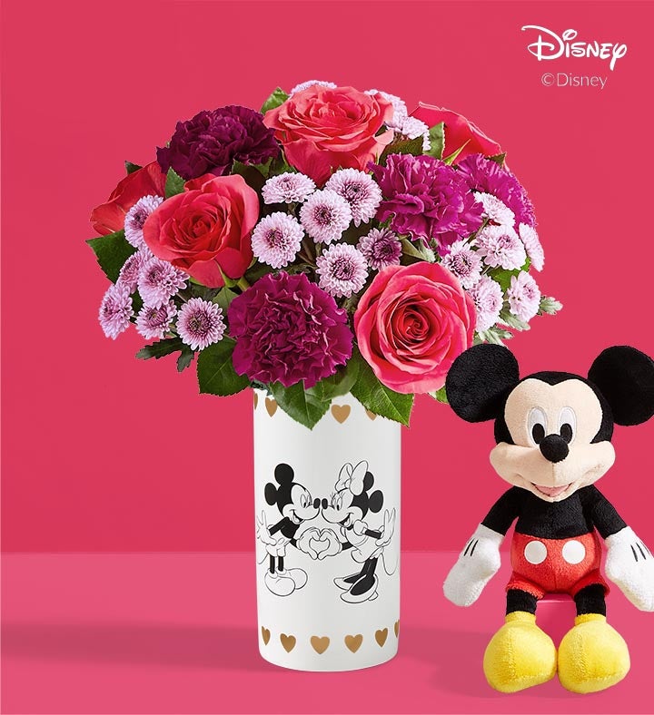 Disney Mickey Mouse & Minnie Mouse in Love Vase with Love Always ...