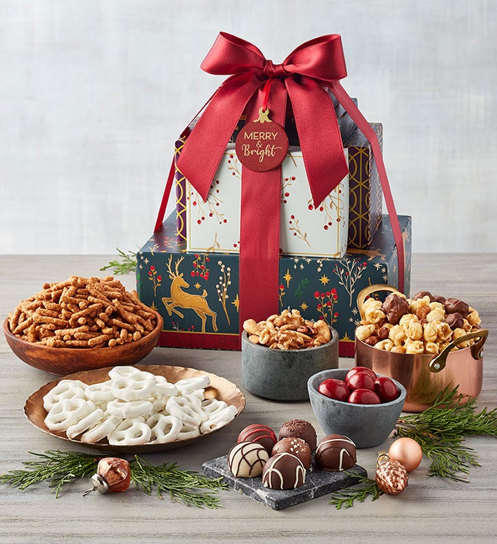 Harry & David™ Holiday Signature Snacks Tower | 1800flowers.com