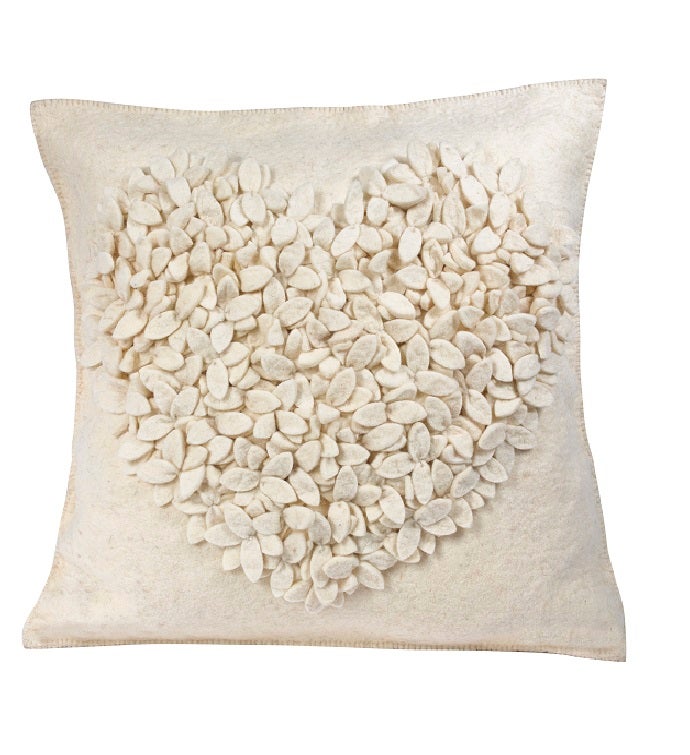 Handmade Cushion Cover in Hand Felted Wool with Heart | Goodesy.com ...