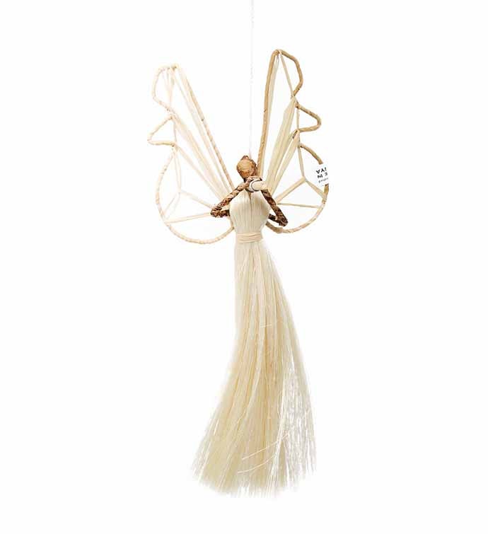 Handmade Sisal & Banana Leaf Angel With Horn Instrument | 1800Flowers ...