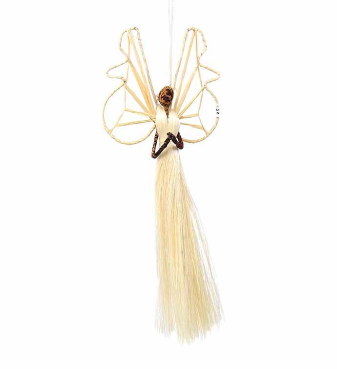 Handmade Sisal Grass & Banana Leaf Angel Holding Harp | 1800Flowers.com ...