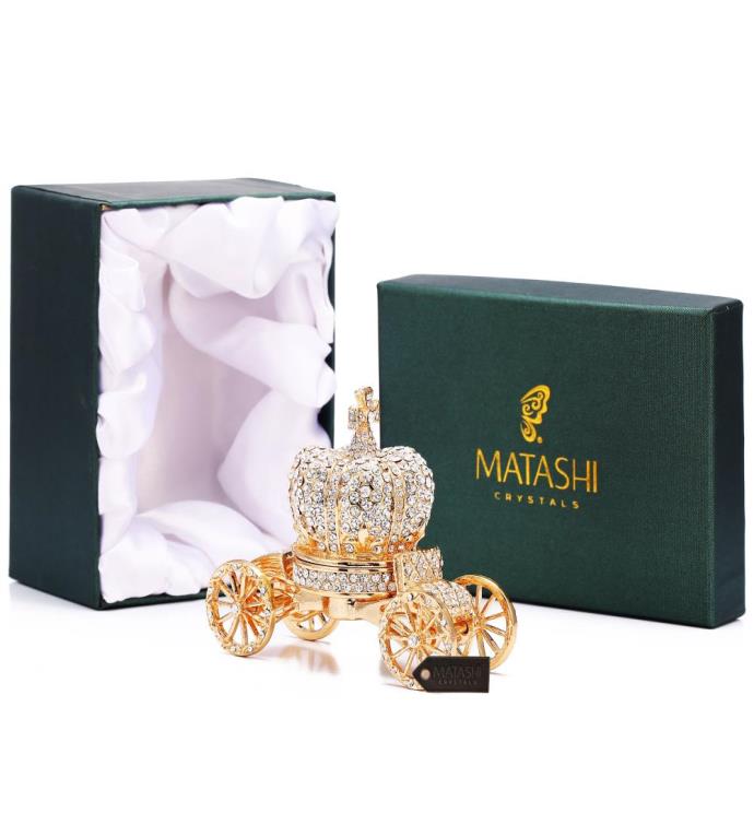 Hand Painted Royal Crown Carriage Ornament Trinket Box And Crystals ...