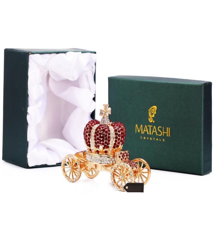 Hand Painted Royal Crown Carriage Ornament Trinket Box And Crystals ...