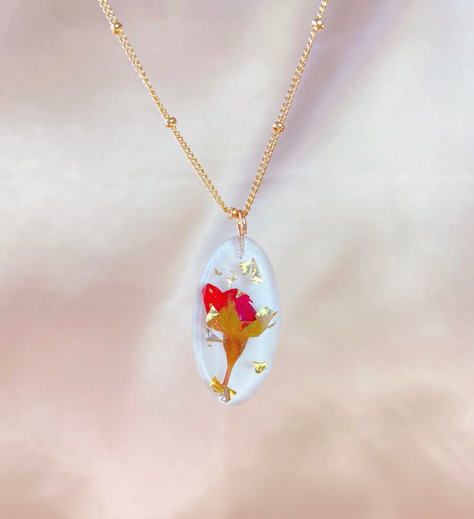 Real Pressed Red Rose Charm Necklace | Marketplace | 1800Flowers