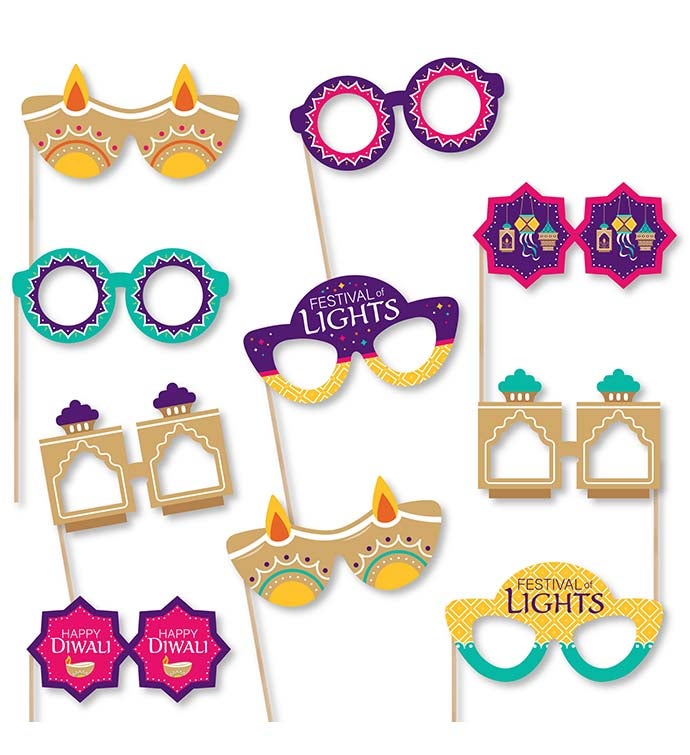 Happy Diwali Glasses Paper Photo Booth Props Marketplace 1800flowers
