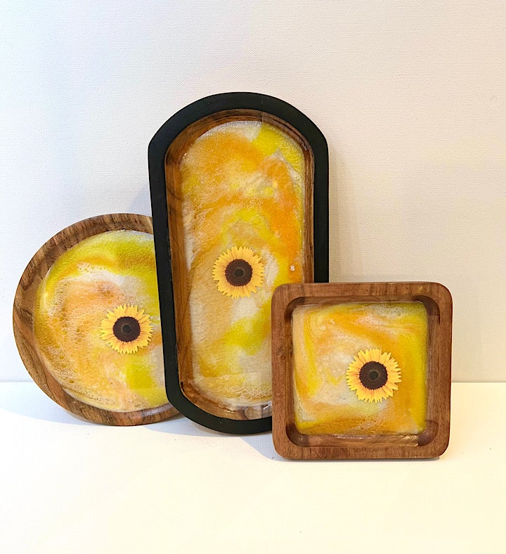 Hand Painted Sunflower Serving Tray