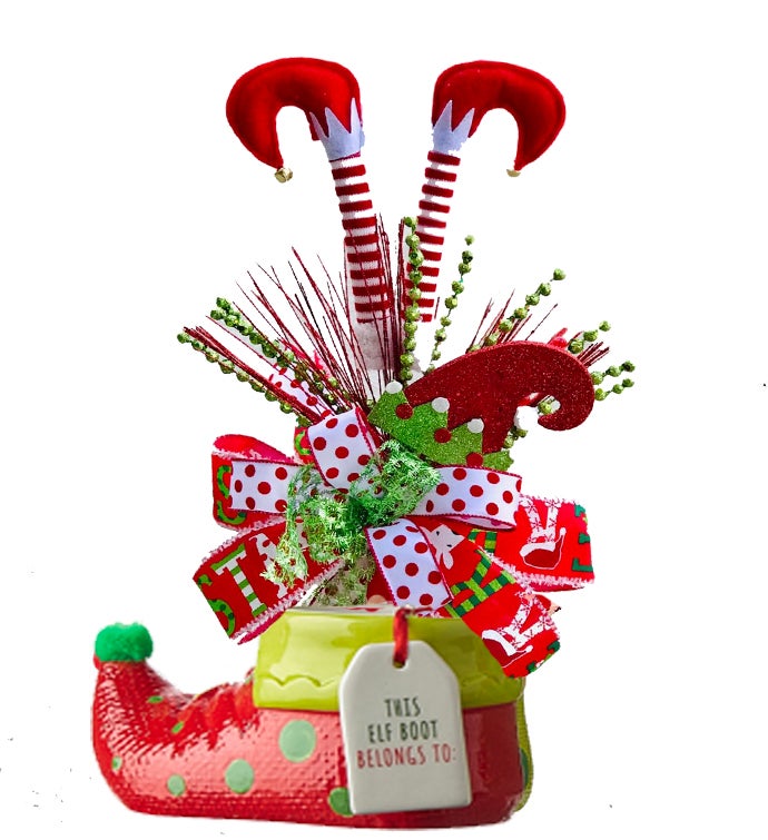 Whimsical Ceramic Elf Boot Centerpiece | Marketplace | 1800Flowers