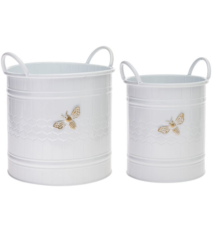 Round White Bee Buckets | Marketplace | 1800Flowers