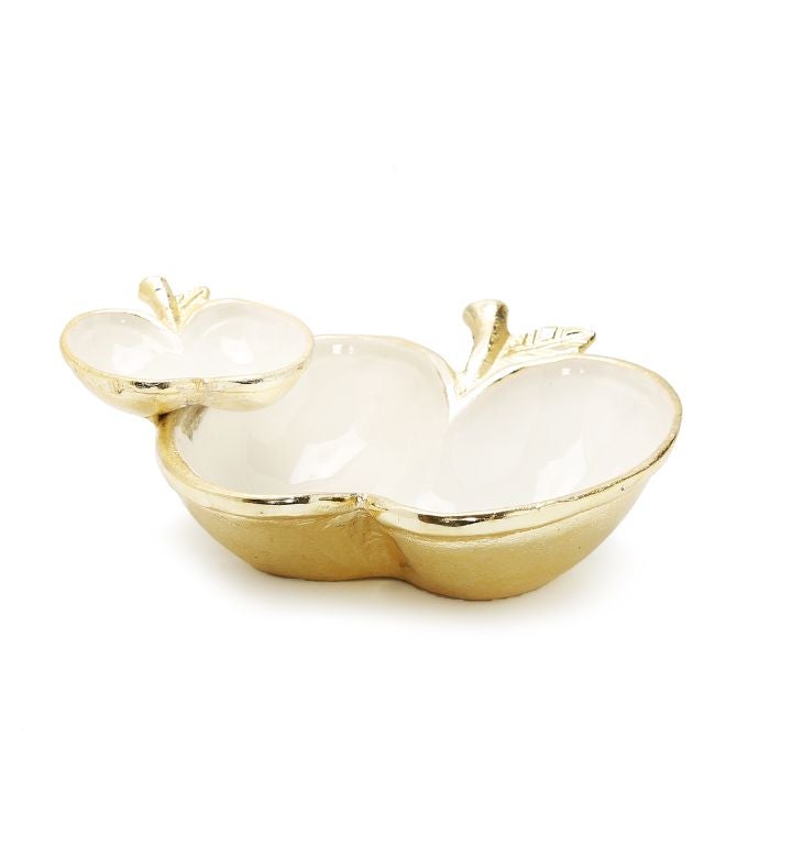 Two Apple Dish Gold White | Marketplace | 1800Flowers