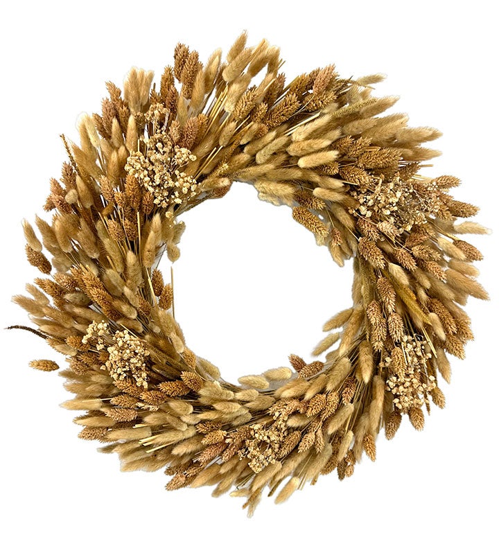 Golden Preserved Dried Wheat Grass Wreath | Marketplace | 1800Flowers