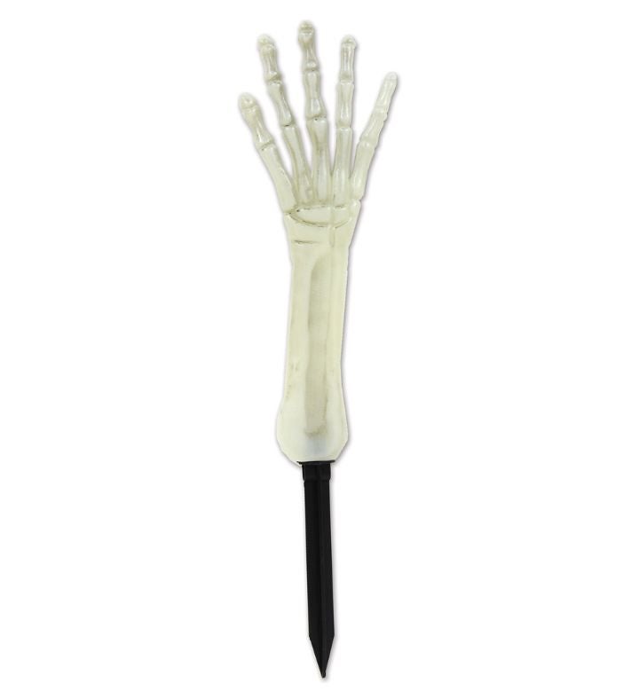 6 Pack Ivory & Black Creepy Nite-glo Skeleton Hand Outdoor Yard Stakes ...