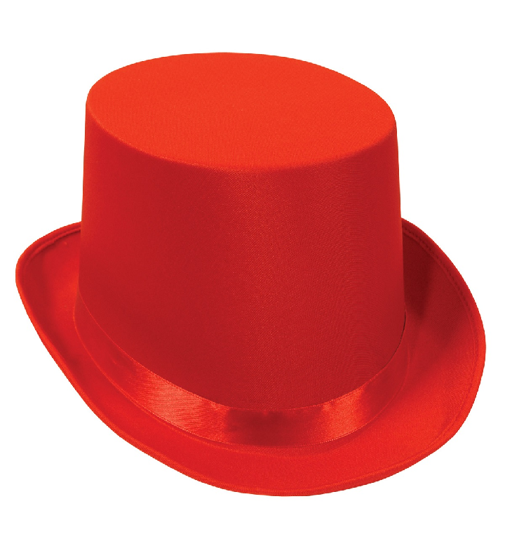 Pack Of 6 Red Satin Sleek Costume Top Hat Adult | Marketplace | 1800Flowers