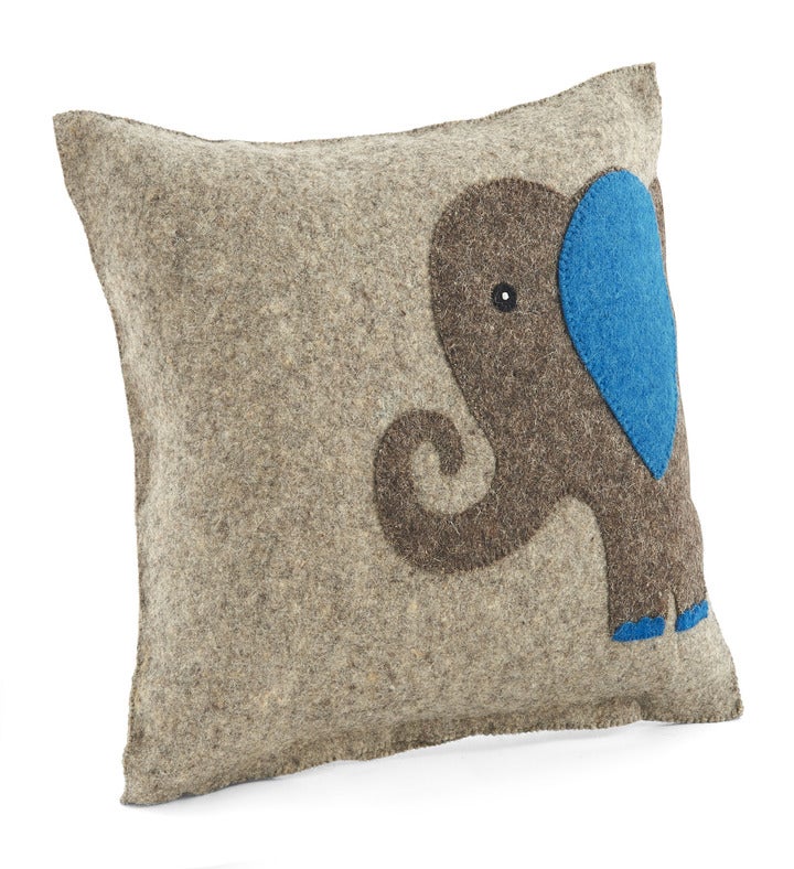 Blue Elephant Handmade Felted Wool Pillow Cover | Marketplace | 1800Flowers
