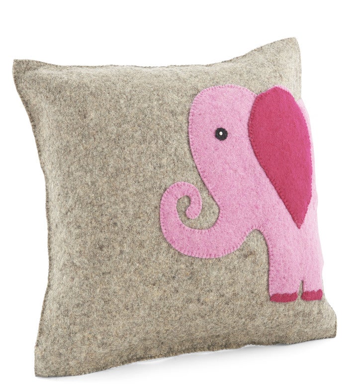 Pink Elephant Handmade Felted Wool Pillow Cover | Marketplace | 1800Flowers