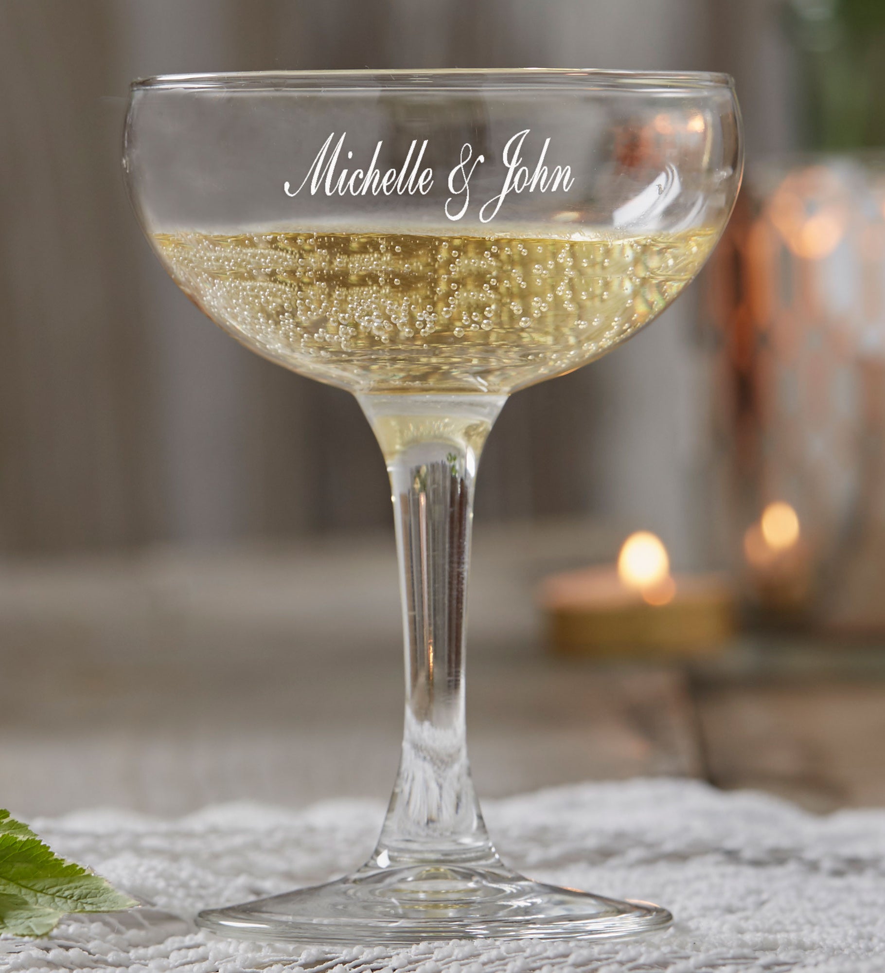 Personalized Wedding Champagne Coupe Glass