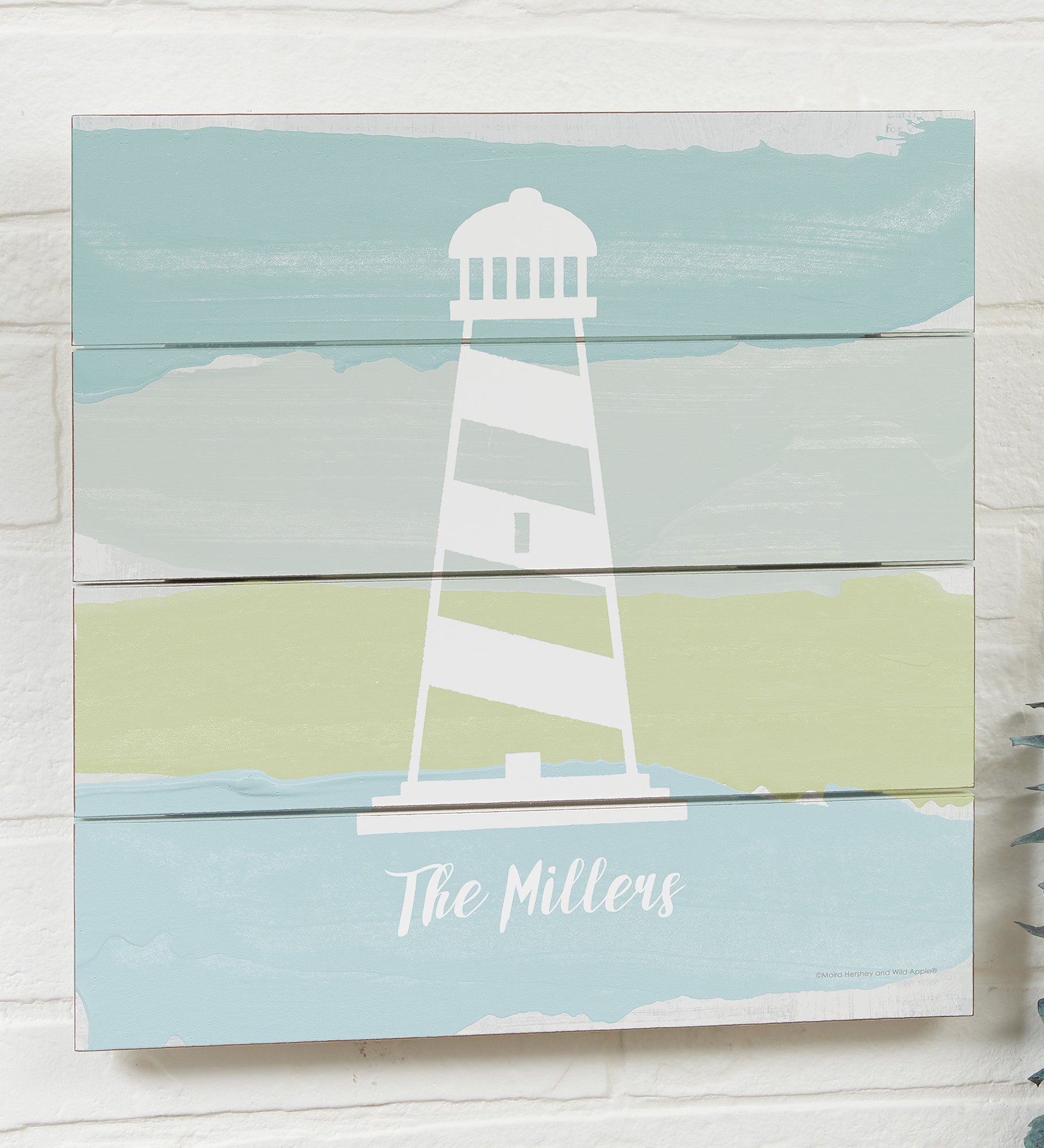 Seaside Swatch Lighthouse Personalized Wooden Shiplap Signs
