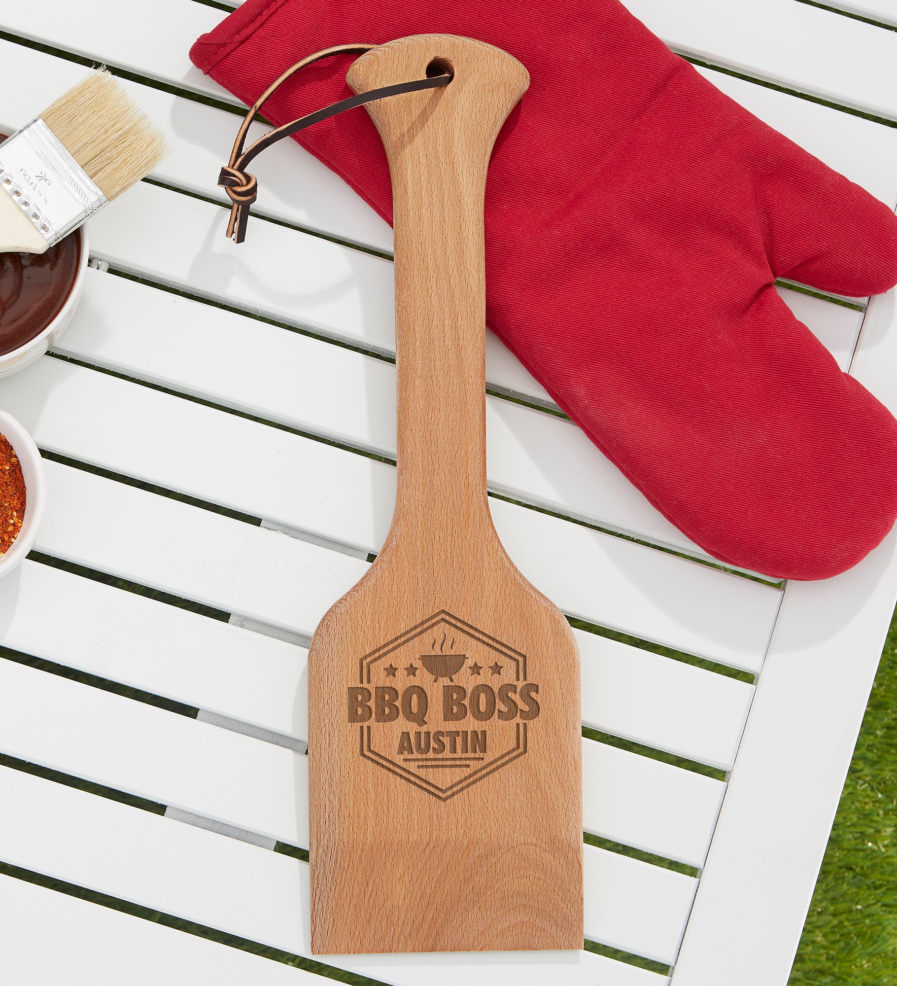 BBQ Boss Engraved Wooden Grill Scraper