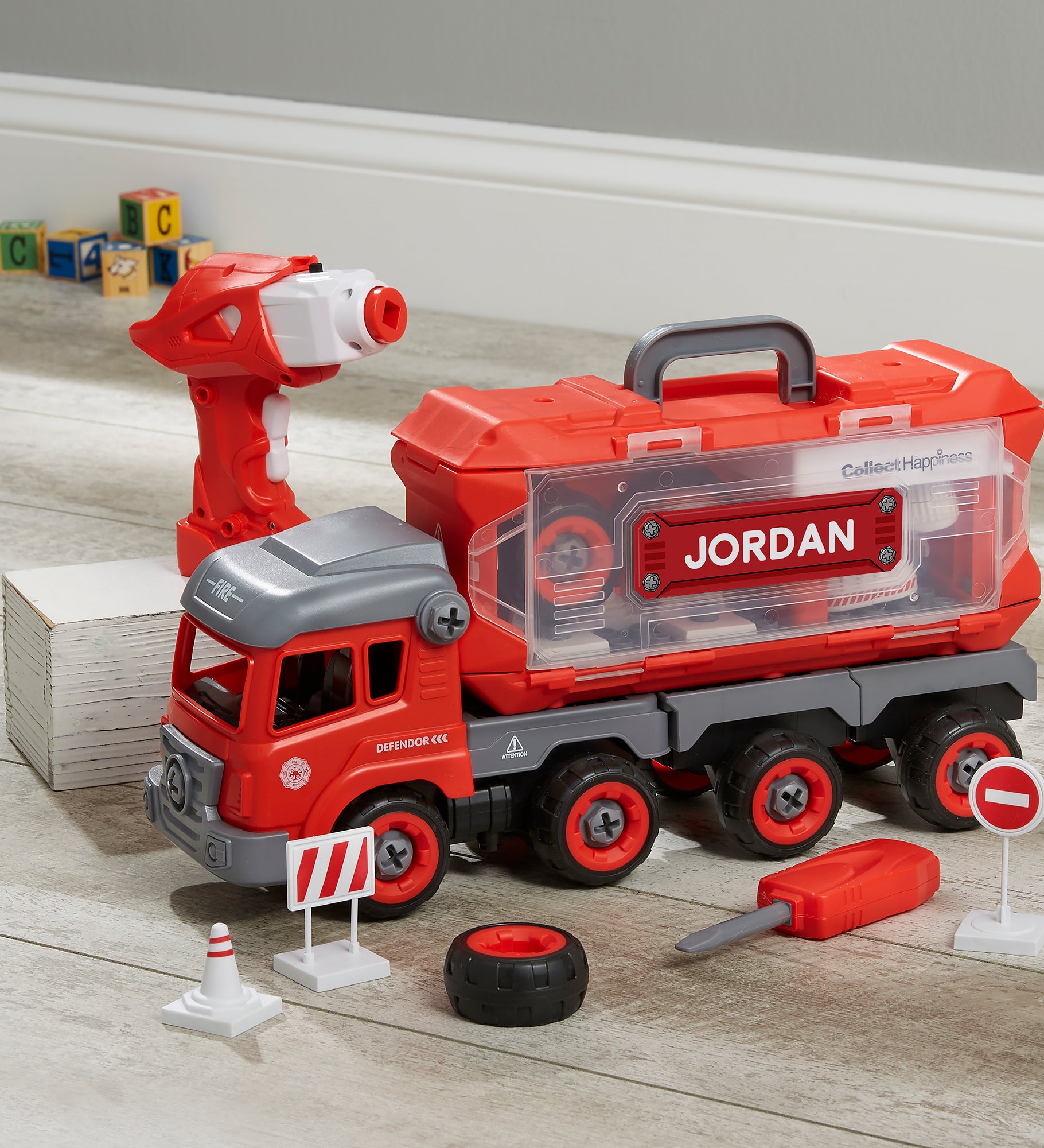 Personalized Build and Take Apart Mega Fire Truck