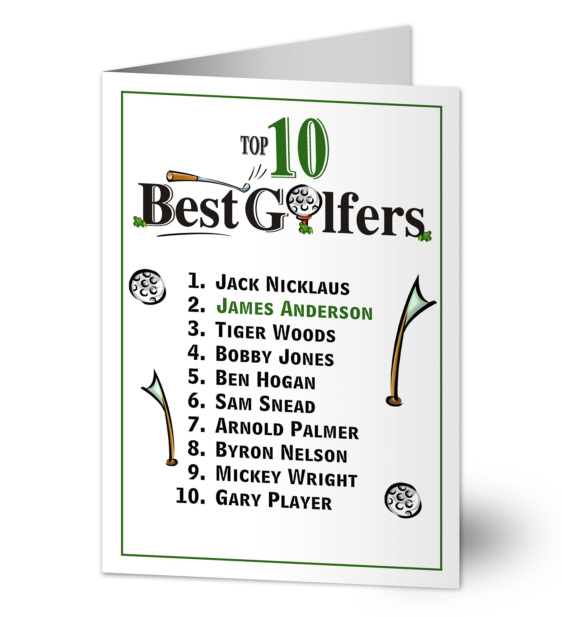 Top 10 Golfers Personalized Greeting Card